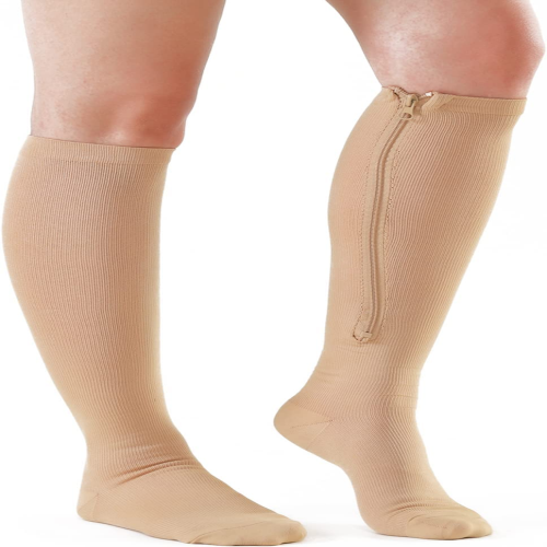 2 Pairs Medical Zipper Compression Socks 15-20mmHg for Women&Men, Knee ...
