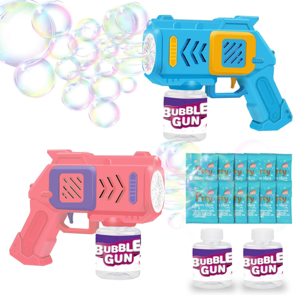 2 Pack Bubble Machine Gun, Bubbles Guns for Kids, Bubble Machine for ...